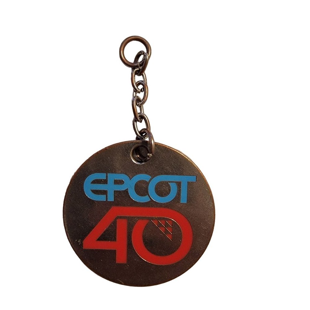 Epcot 40 40th Anniversary Silver Bag Charm Keychain D… - Gem